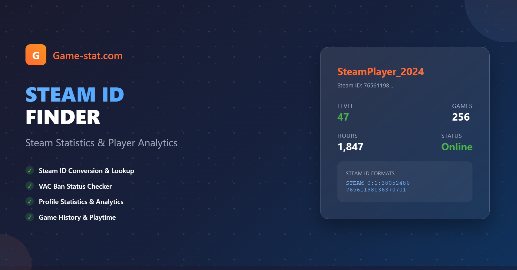 Проверка аккаунта Steam ⭐ (2025): статистика, анализ профиля, информация, Steam ID